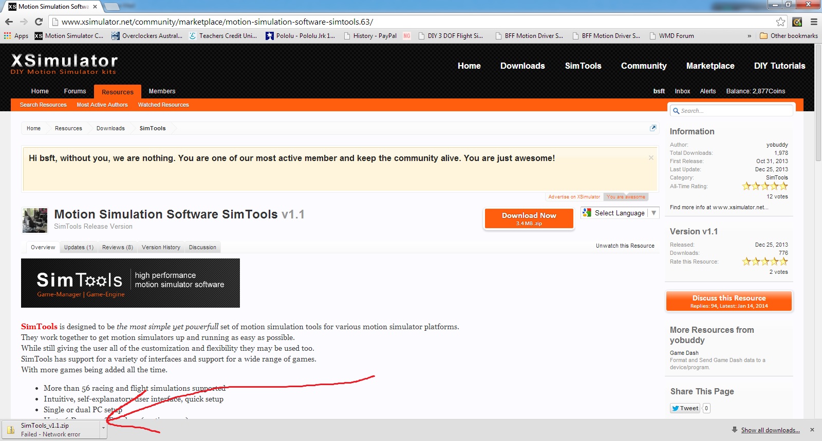 simtools download probelm