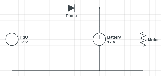 Correct PSU and Battery Wiring with diodes